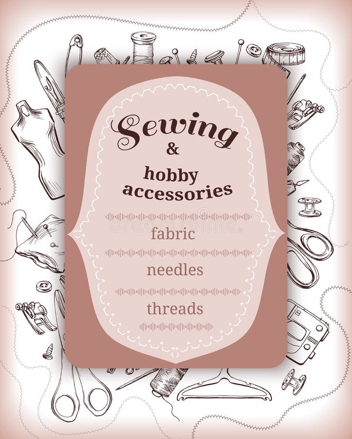Hand Drawn Tailoring Elements Template Stock Vector - Illustration of ...