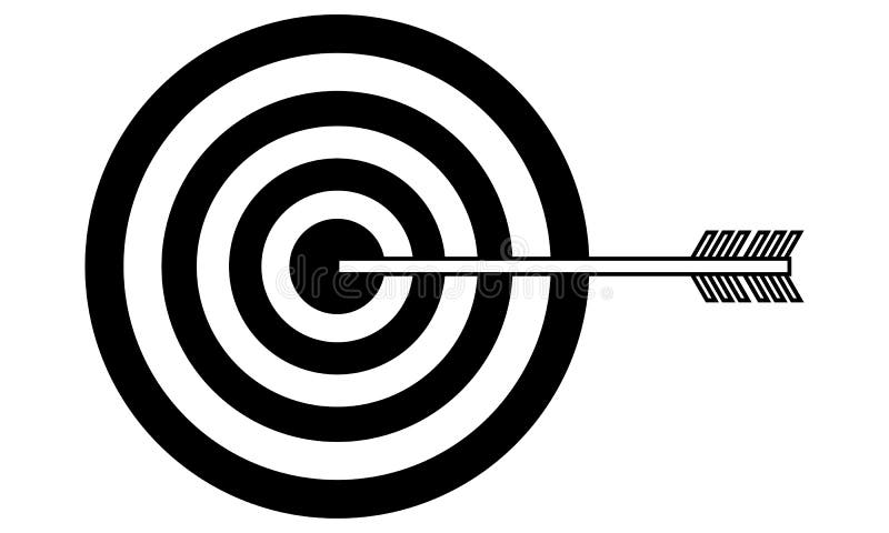 Hand Drawn Target with an Arrow Hitting the Target. Abstract Image of ...