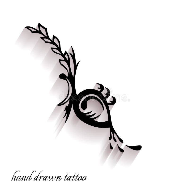 Hand-drawn Tattoo with Shadow Stock Vector - Illustration of black ...
