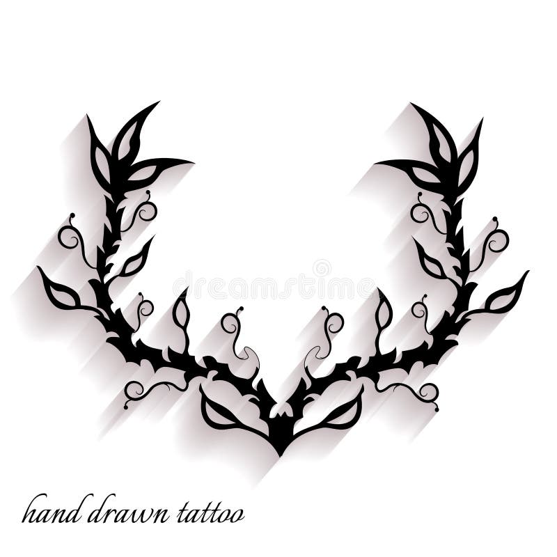 Hand-drawn Tattoo with Shadow Stock Vector - Illustration of leaf ...