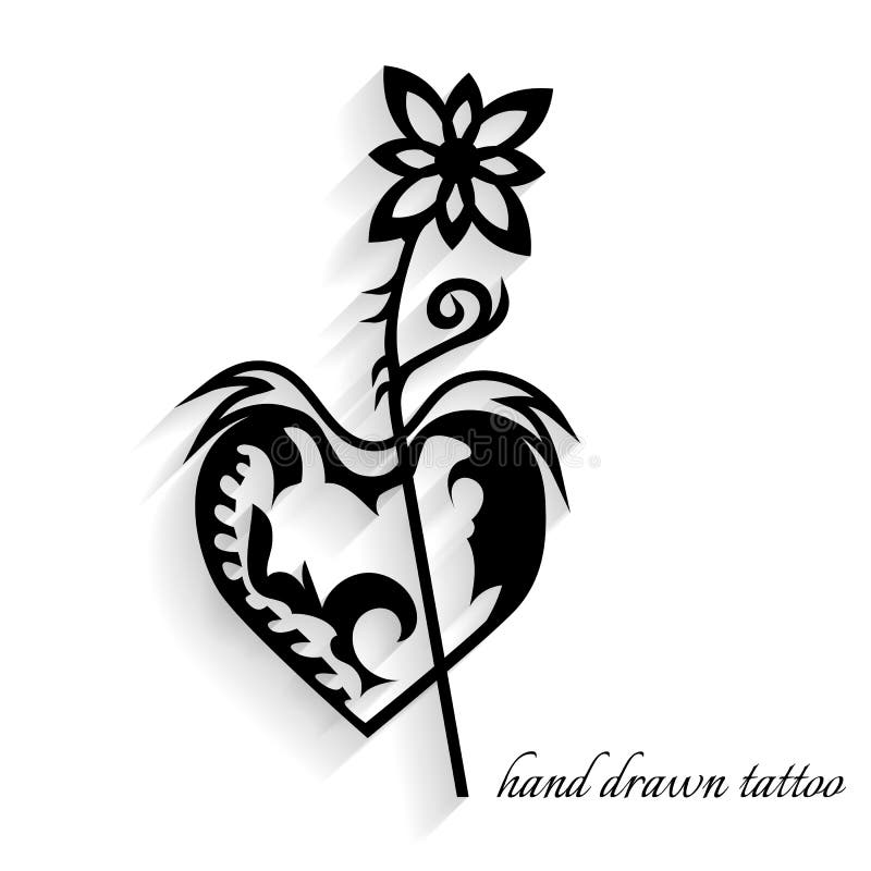 Hand-drawn Tattoo with Shadow Stock Vector - Illustration of floral ...