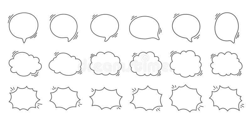 Hand Drawn Text Box. Cute Cartoon Style Talking Dialogue Stock Vector ...