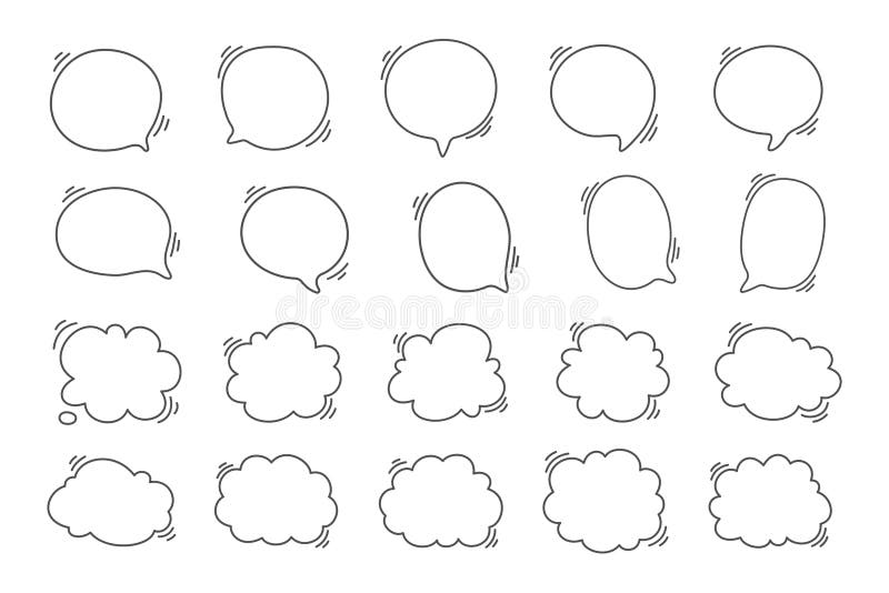 Hand Drawn Text Box. Cute Cartoon Style Talking Dialogue Stock Vector ...
