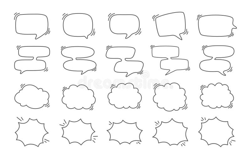 Hand Drawn Text Box. Cute Cartoon Style Talking Dialogue Stock Vector ...