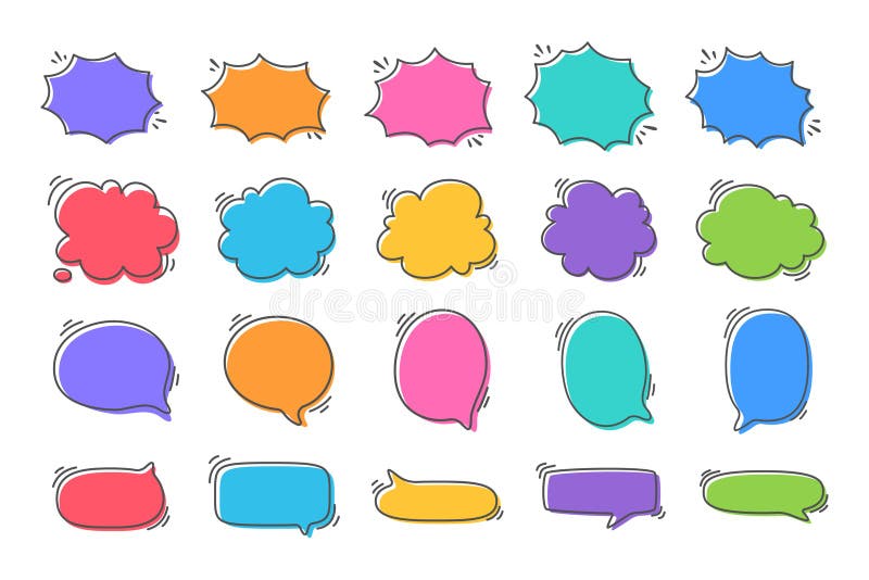 Hand Drawn Text Box. Cute Cartoon Style Talking Dialogue Stock Vector ...