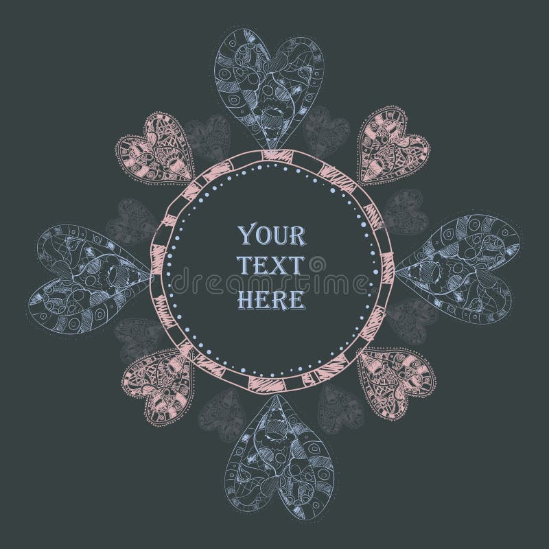 Hand Drawn Text Frame And Hearts Stock Vector - Illustration of ...