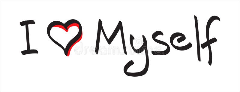 Hand Drawn Text I Love Myself in Doodle Style Isolated Stock Vector ...