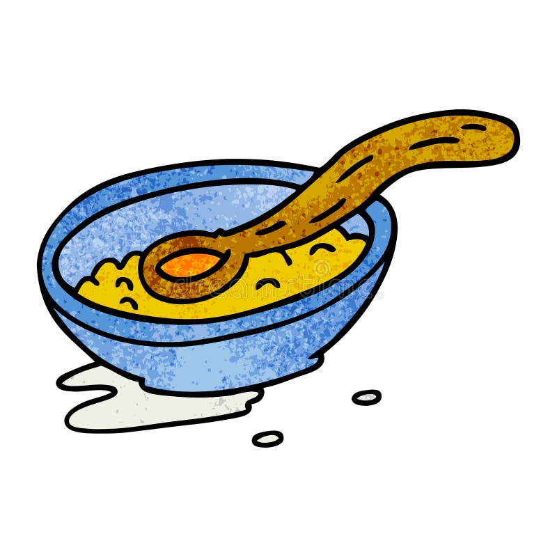 Hand Drawn Textured Cartoon Doodle of a Cereal Bowl Stock Vector ...
