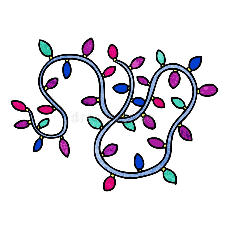 Cartoon Colourful Lights Christmas Celebration Holiday Free Hand Drawn ...