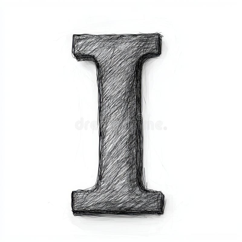 A Hand-drawn, Textured Letter "I" in a Bold, Stylized Format Stock ...