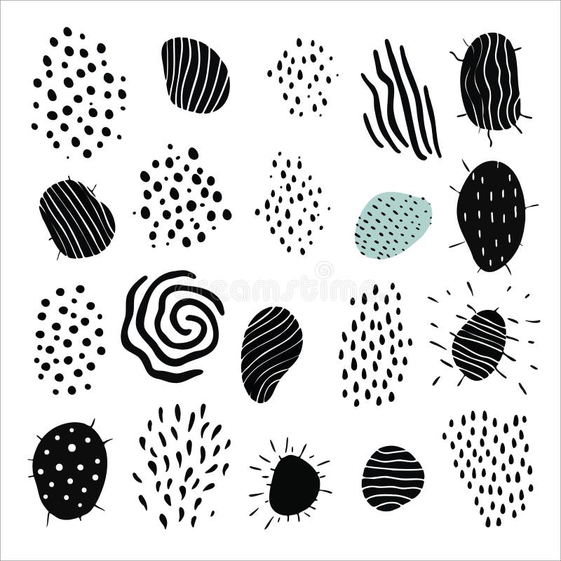 Hand Drawn Textures Set of Texture Drops Line Points Wave Freehand ...