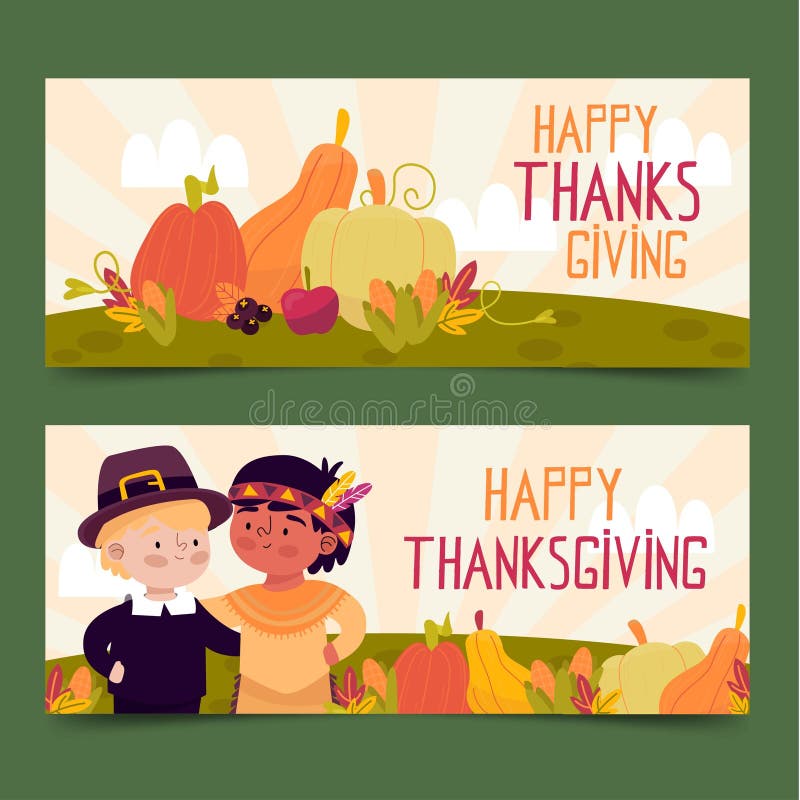 Hand Drawn Thanksgiving Banners Template Vector Design Stock Vector ...