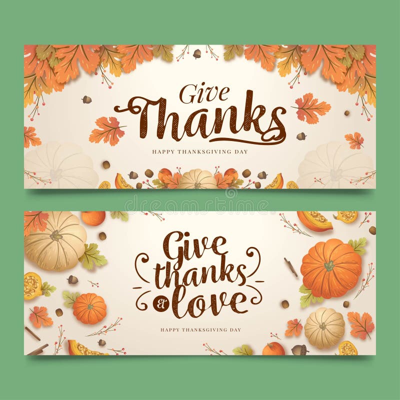 Hand Drawn Thanksgiving Banners Vector Design Stock Vector ...