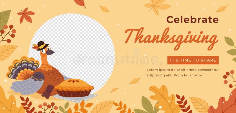 Hand Drawn Thanksgiving Horizontal Banner Design Vector Stock Vector ...