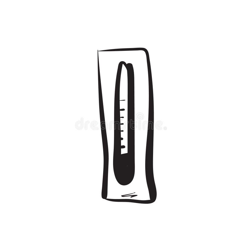Hand Drawn Thermometer Icon. Thermometer Design Element Doodle Sketch ...