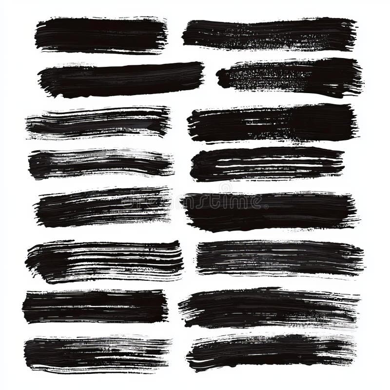 Hand Drawn Thin Lines. Set of Black Strokes. Brush Drawing in Ink with ...