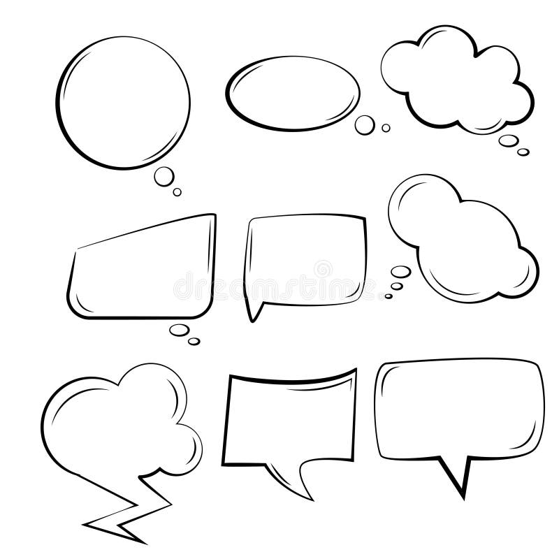 Hand-drawn Thought Figures, Doodle Blank Dialogue. Vector Stock Vector ...