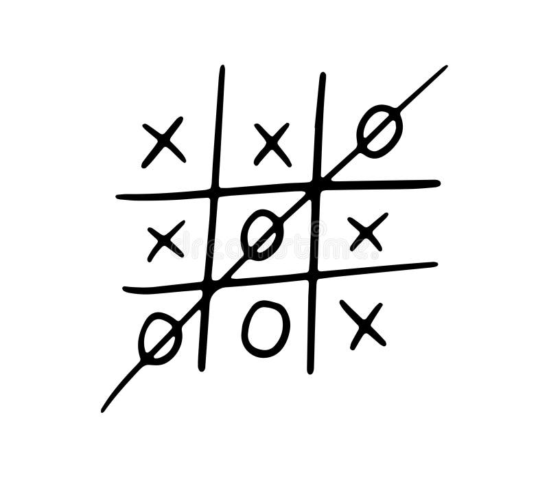 Hand Drawn Tic Tac Toe Game. Doodle Sketch Stock Vector - Illustration ...