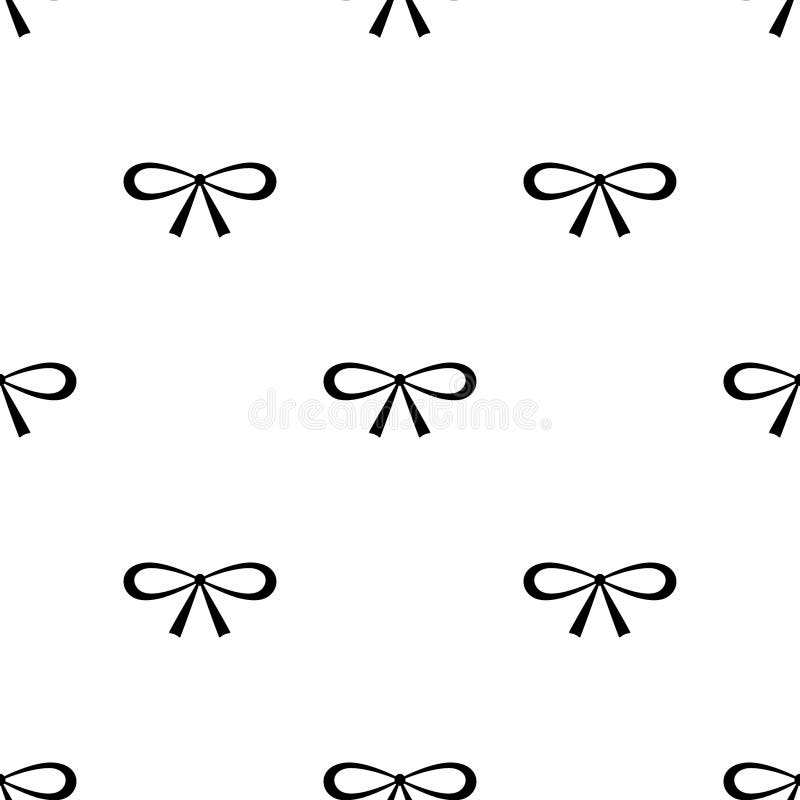 Hand Drawn Tied Bow Seamless Pattern. Tied Ribbon in Doodle Style ...