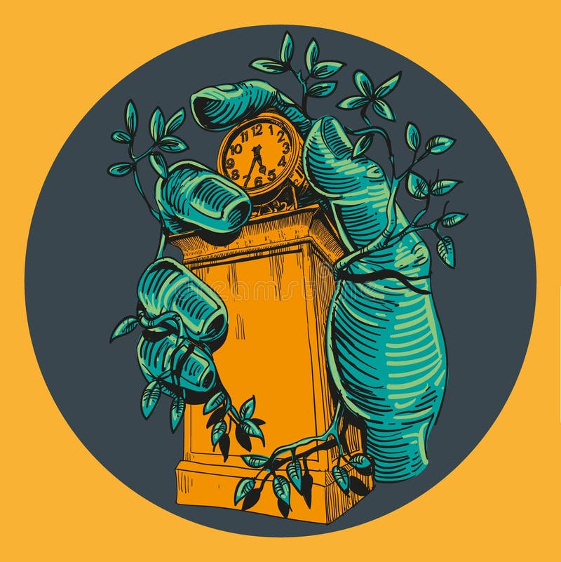 Hand drawn time at hand stock vector. Illustration of text - 272164051