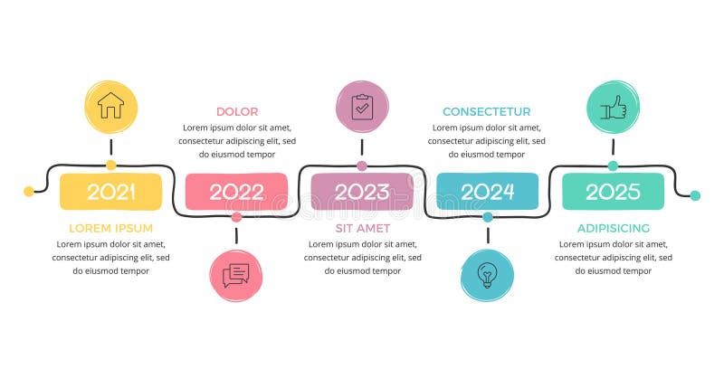 Hand Drawn Timeline Infographics Stock Illustration - Illustration of ...