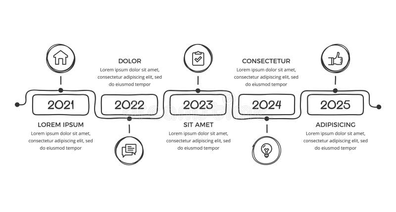 Hand Drawn Timeline Infographics Stock Illustration - Illustration of ...