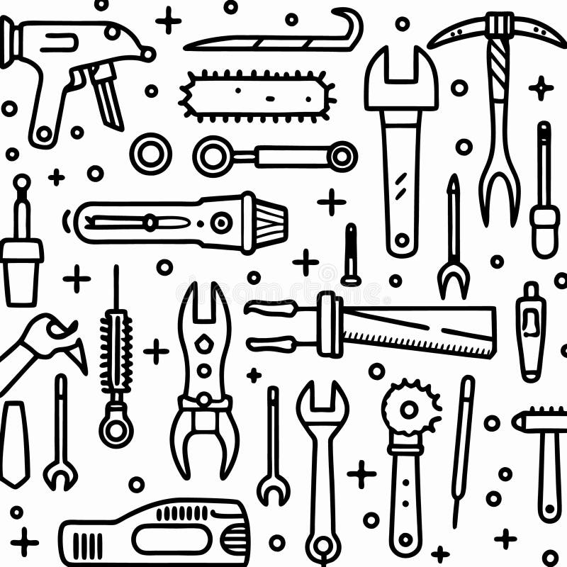 Hand-drawn Tools Background. (1 Stock Vector - Illustration of tools ...