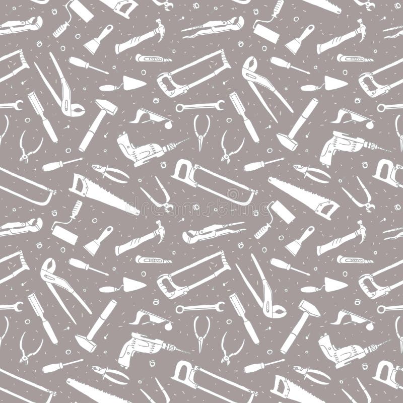 Hand Drawn Tools Seamless Pattern Stock Vector - Illustration of ...