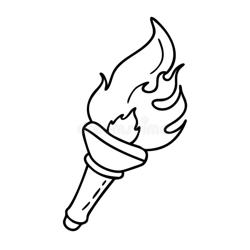 Hand Drawn Torch Flame Vector Symbolizing Light and Freedom ...