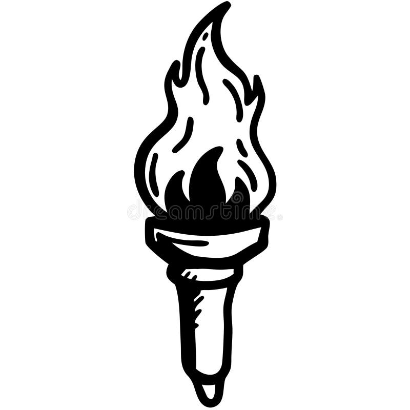 Hand Drawn Torch Flame Vector for Tattoo and Design Projects Stock ...