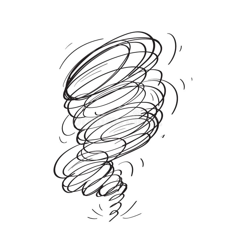 Hand Drawn Tornado, Sketched Doodle Whirlwind, Scribble Swirl Stock ...