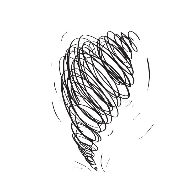 Hand Drawn Tornado, Sketched Doodle Whirlwind, Scribble Swirl Stock ...
