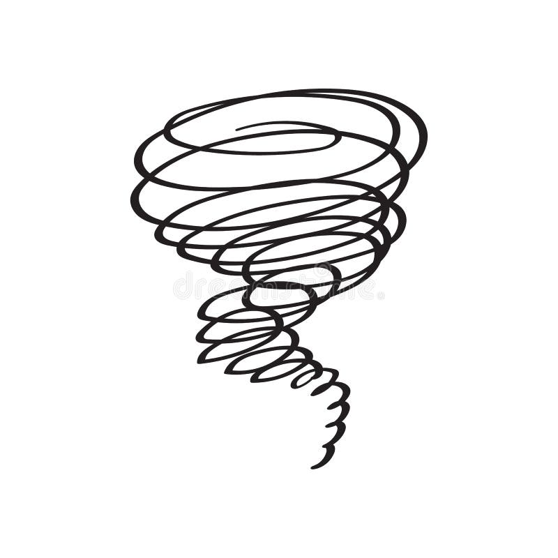 Hand Drawn Tornado, Sketched Doodle Whirlwind, Scribble Swirl Stock ...