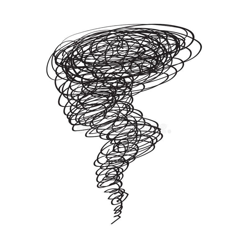 Hand Drawn Tornado, Sketched Doodle Whirlwind, Scribble Swirl Stock ...