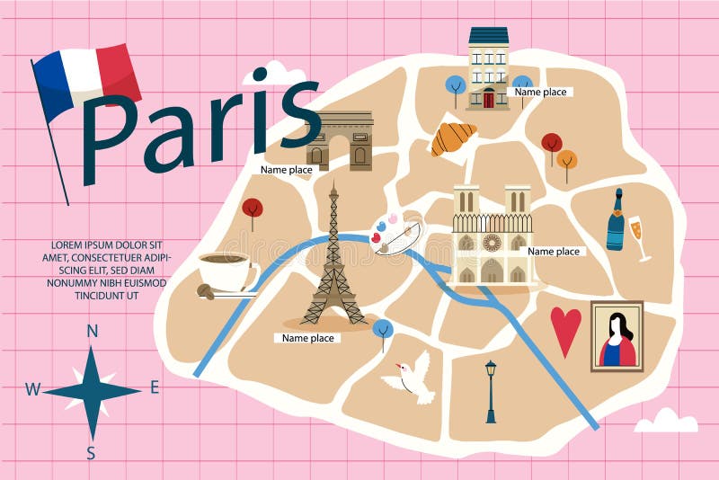 Hand Drawn Town Map Illustration Vector Illustration. Stock Vector ...