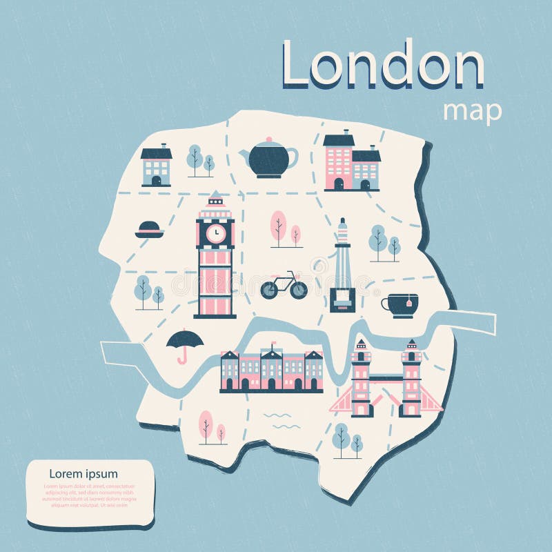 Hand Drawn Town Map Vector Illustration. Stock Vector - Illustration of ...