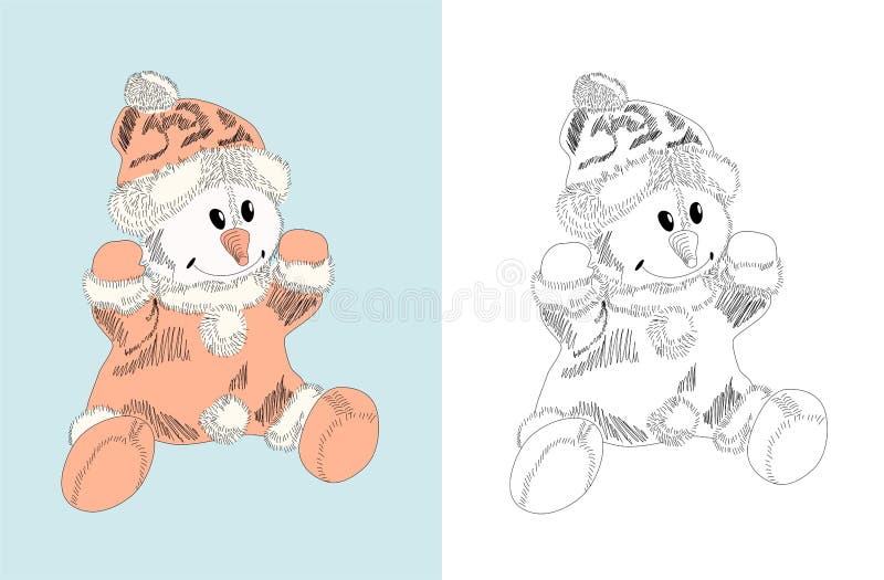 Hand Drawn Toy - Snowman, Doll Stock Vector - Illustration of santa ...