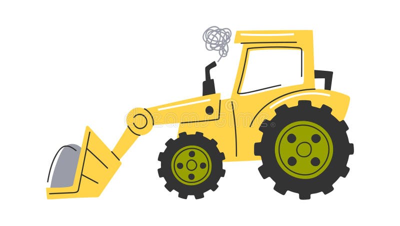 Hand-drawn Tractor Road Construction Machinery Stock Illustration ...