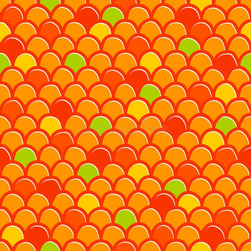 Hand Drawn Traditional Japanese Art Seamless Vector Pattern Orange ...