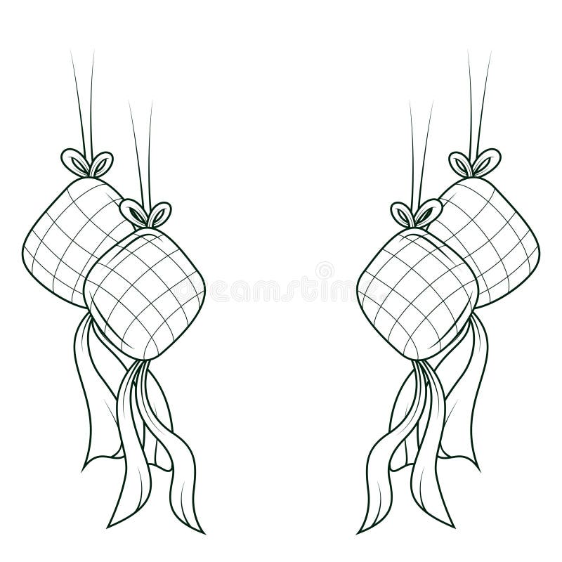 Hand Drawn Traditional Ketupat Vector Stock Vector - Illustration of ...