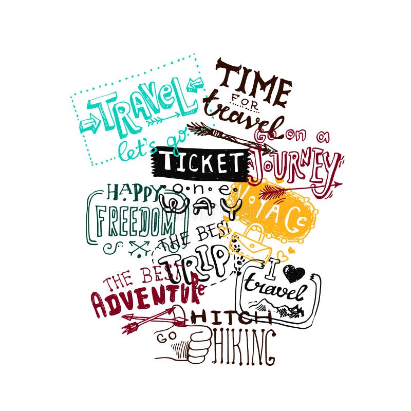 Set of Travel Lettering. Travel Life Style Inspiration Quotes ...