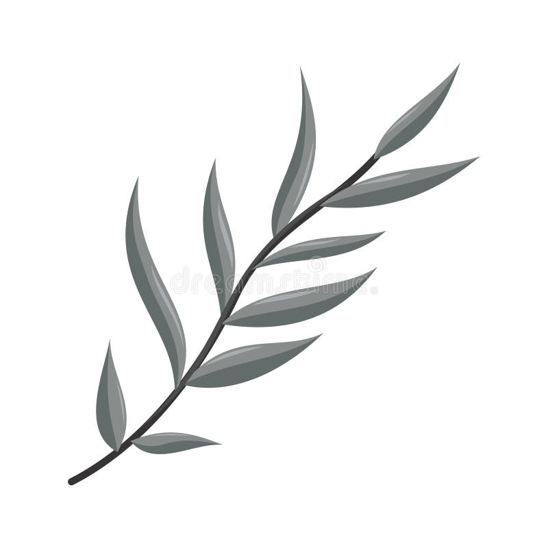 Hand Drawn Tree Branches Grey Leaves Vector Illustration Stock Vector ...