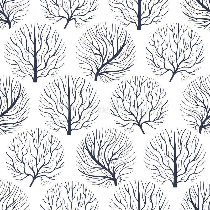 Hand Drawn Trees Seamless Pattern-02 Stock Vector - Illustration of ...