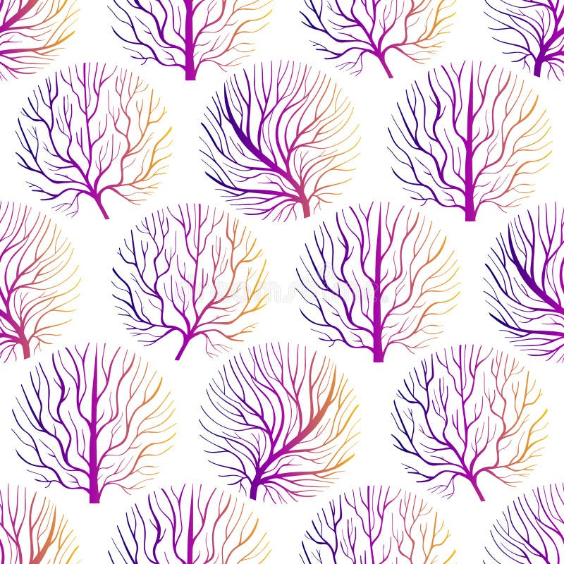 Hand Drawn Trees Seamless Pattern-04 Stock Vector - Illustration of ...
