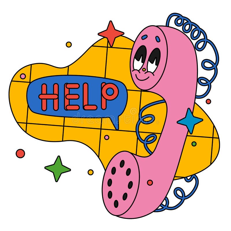 Hand Drawn Trendy Cartoon Vector Illustration Help Online and Help by ...