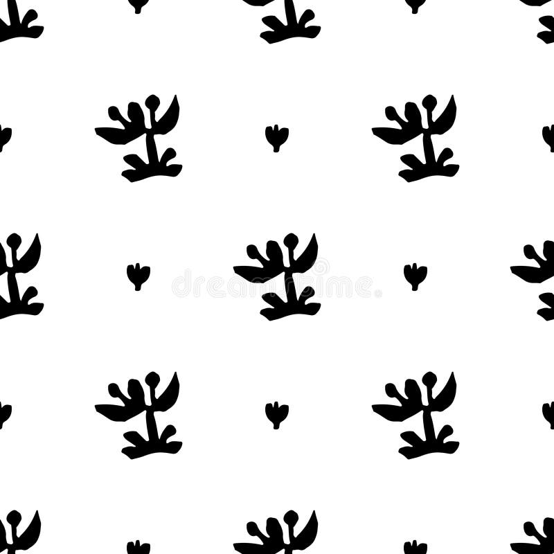 Hand Drawn Trendy Floral Seamless Pattern Illustration. Stock Vector ...
