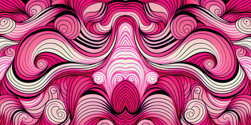 Hand Drawn Trendy Pink Waves, Panoramic Image. Stock Photo - Image of ...