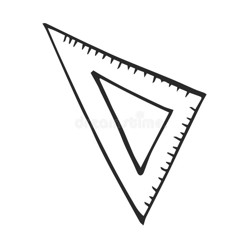 Hand Drawn Triangle Ruler. Doodle Vector. Isolated on White Background ...