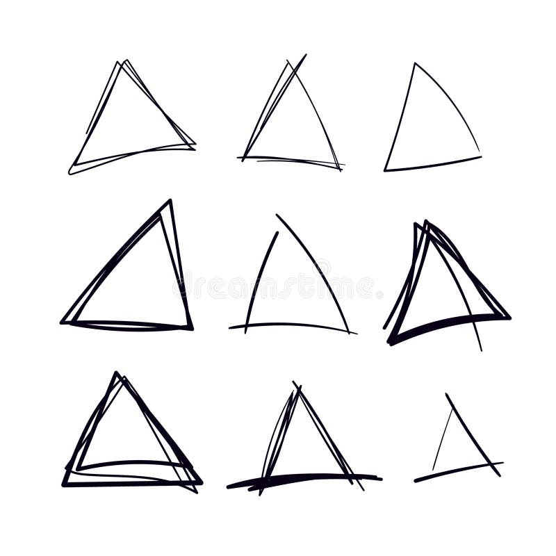 Hand Drawn Triangle Scribble Doodle Symbols Vector Random Hand Drawn ...