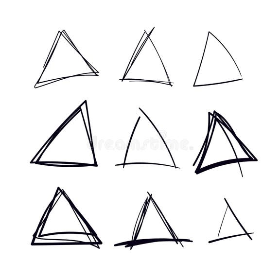 Hand Drawn Triangle Scribble Doodle Symbols Vector Random Hand Drawn ...